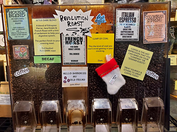 A coffee lineup that reads like a Beatles setlist, each blend promising its own unique flavor revolution.