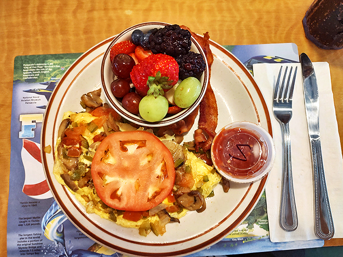 A breakfast platter that could feed a small army. Or one very hungry, very determined diner. Challenge accepted! Photo credit: Anette Mcgee