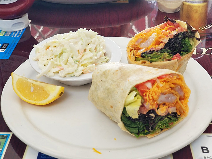Wrap star alert! This burrito is bringing its A-game, packed tighter than your suitcase before a two-week vacation. Photo credit: Shana Hicks