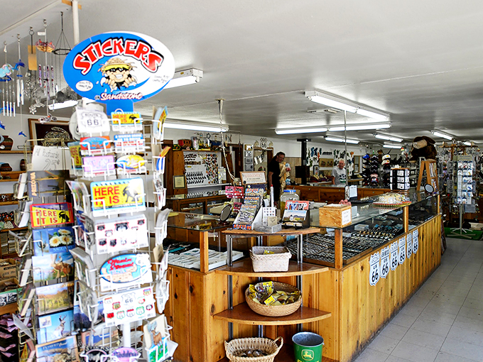 Behind the counter, decades of road trip history adorn the walls while friendly staff share local stories.