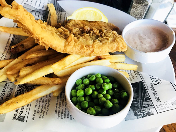 Fish and chips so golden, they'd make King Midas jealous. Crispy, flaky, and worth crossing the Atlantic for! Photo credit: Nova J.