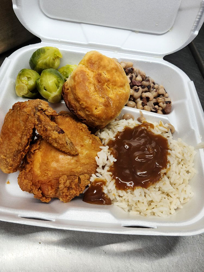 The ultimate Southern comfort on a plate. This fried chicken dinner is like a warm hug from your grandma, if your grandma was a culinary genius. Photo credit: Alexandrea A.