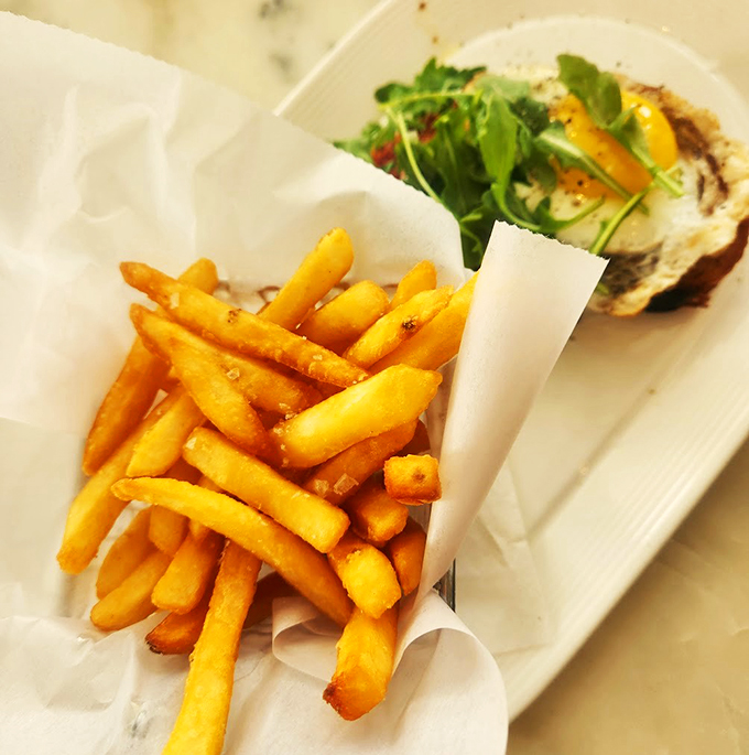 Golden fries that could make a potato proud, served with enough style to elevate the humble spud.