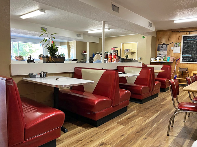 Step into a time capsule of classic Americana. This interior whispers tales of countless cups of coffee and hearty conversations.
