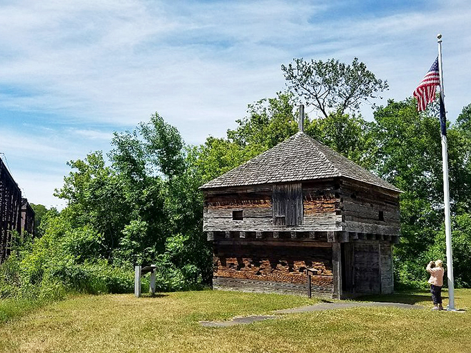 This blockhouse has more stories than your grandpa after Thanksgiving dinner. Listen closely, Fort Halifax is speaking!