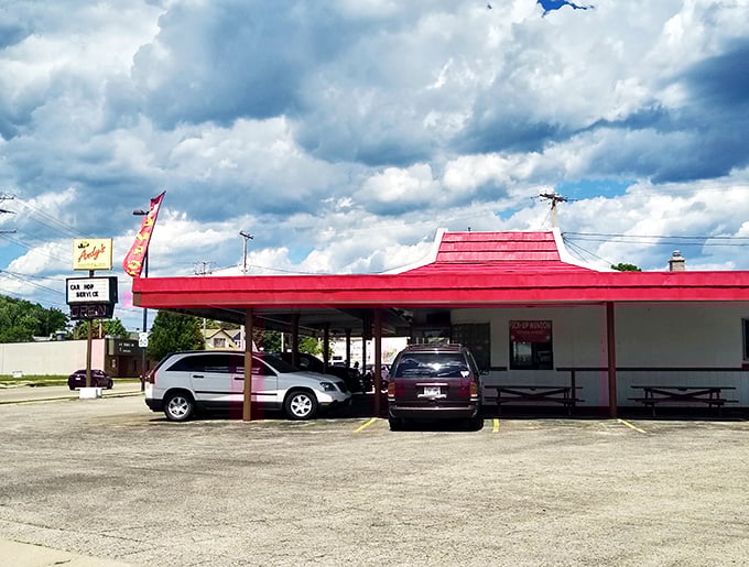 Andy's Drive-In: Where the red and white stripes aren't just decorative, they're a promise of deliciousness. It's like the North Pole for burger lovers.