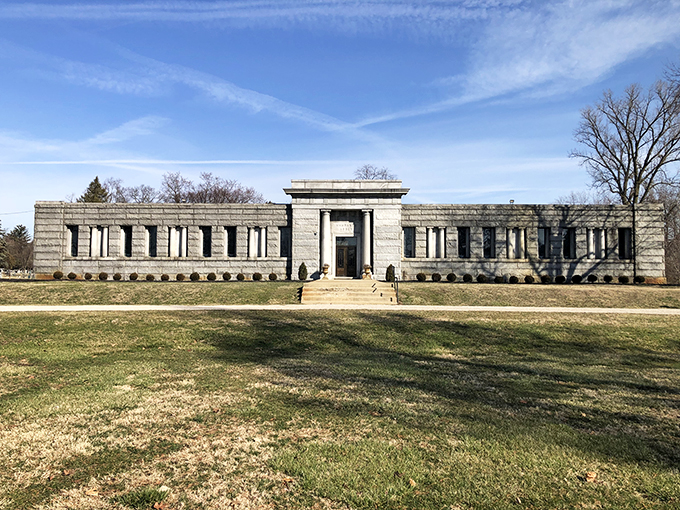 This crypt door's got more iron than a bodybuilder's diet. Talk about heavy metal!