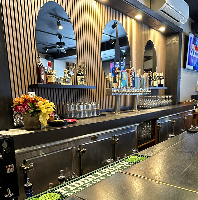 Bottoms up at the beautiful bar! With more taps than a tap dancing convention, you're sure to find your perfect pour.