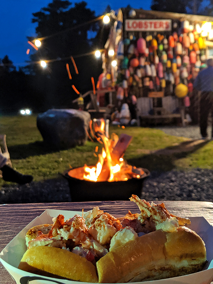 Lobsters by firelight: the perfect recipe for a Maine summer night. Who needs s'mores when you've got seafood?