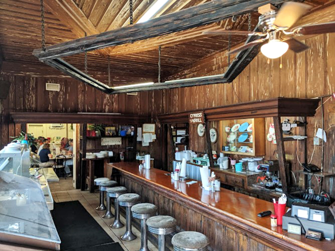Classic diner counter meets country charm&mdash;where regulars have probably had their own designated stools for decades.