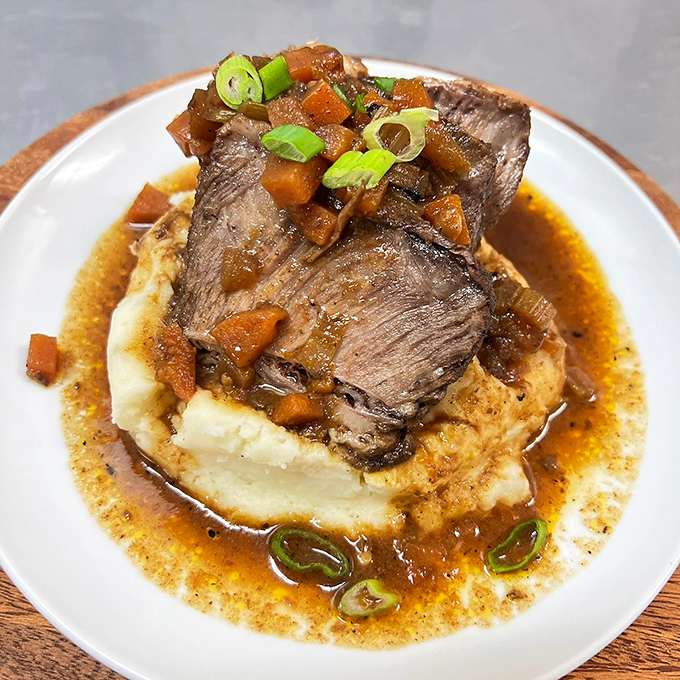 Melt-in-your-mouth magic! This braised short rib is so tender, it practically falls apart with a stern look.