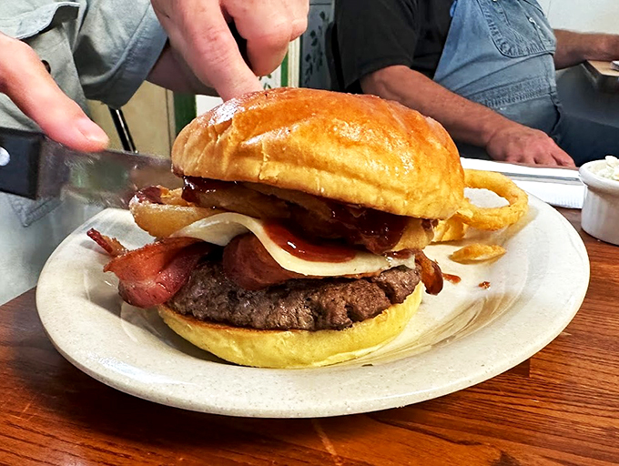 A burger that makes you question why you ever limited yourself to eating them only after noon.
