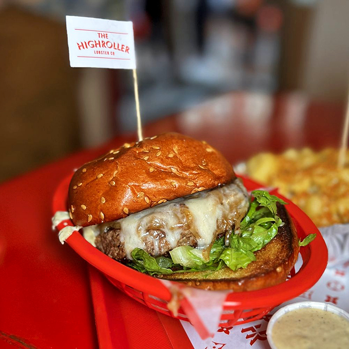 This isn't just a burger &ndash; it's what happens when land meets sea and decides to throw a party on a bun.