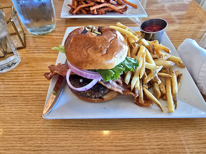 The classic burger gets dressed up with all the fixings, proving there's more to Maine than just seafood.