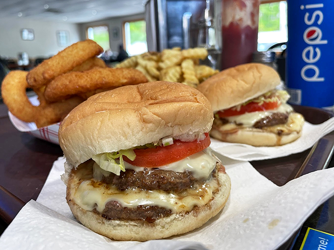 These aren't just burgers, they're edible works of art - each one perfectly stacked and ready for their close-up. 