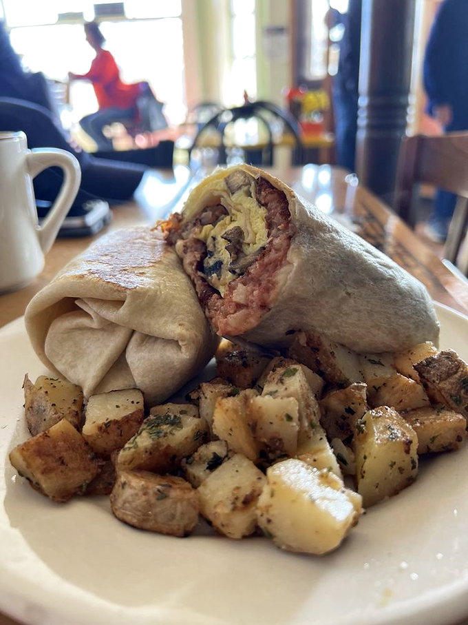 Wrapped tighter than a sailor's knot, this burrito proves Maine knows its way around more than just lobster rolls.