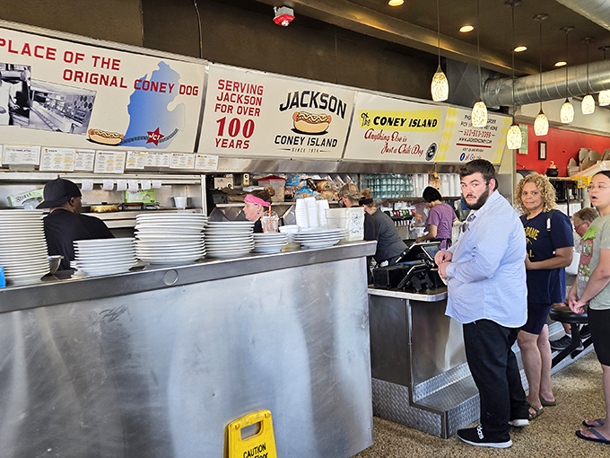 Where the magic happens! This bustling counter is like a front-row seat to the greatest show on earth&mdash;breakfast theater.
