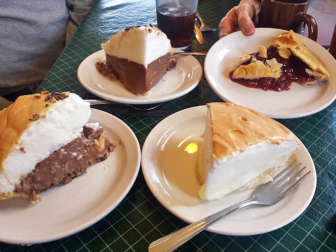 Pie-fecta achieved! This assortment of pies is like a flavor rainbow. Good luck choosing just one &ndash; we won't judge if you don't. Photo credit: Renee S.
