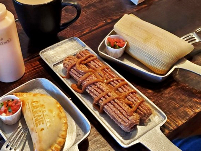 A spread that would make your abuela proud: empanadas, tamales, and coffee creating the perfect Latin American symphony.