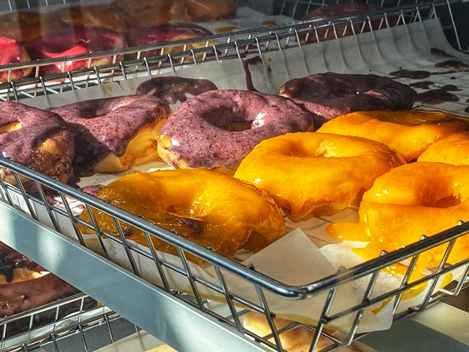 These glazed beauties shine under the display lights like jewels in a very delicious crown.