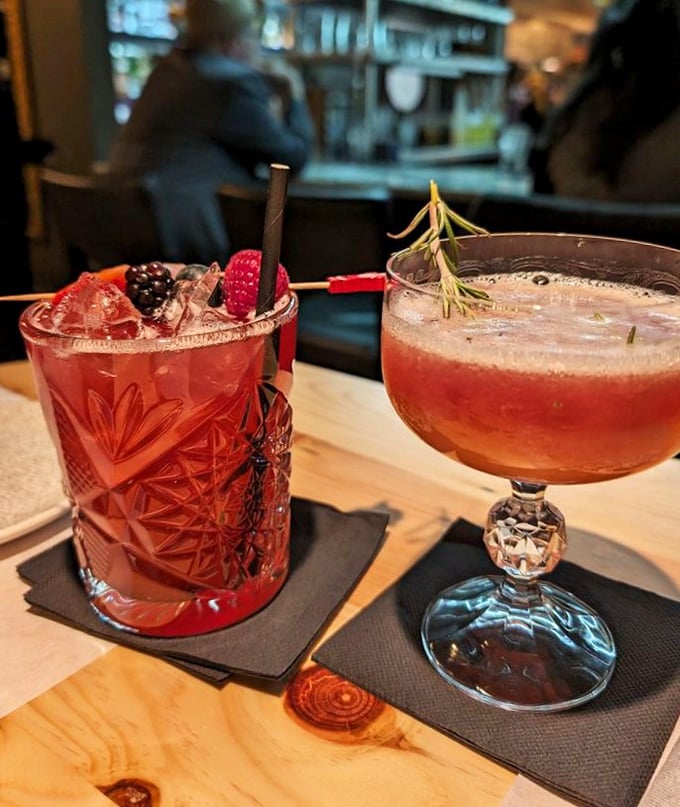 Craft cocktails that look like jewels in a glass - garnished with fresh berries and herbs for that extra touch of fancy.