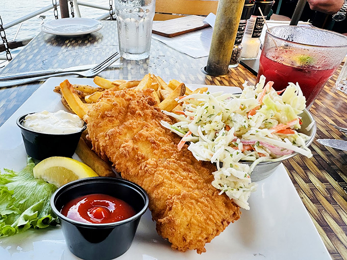This fish and chips plate isn't messing around &ndash; golden-brown perfection with a side of summer memories. Photo credit: BETTY Rodriguez