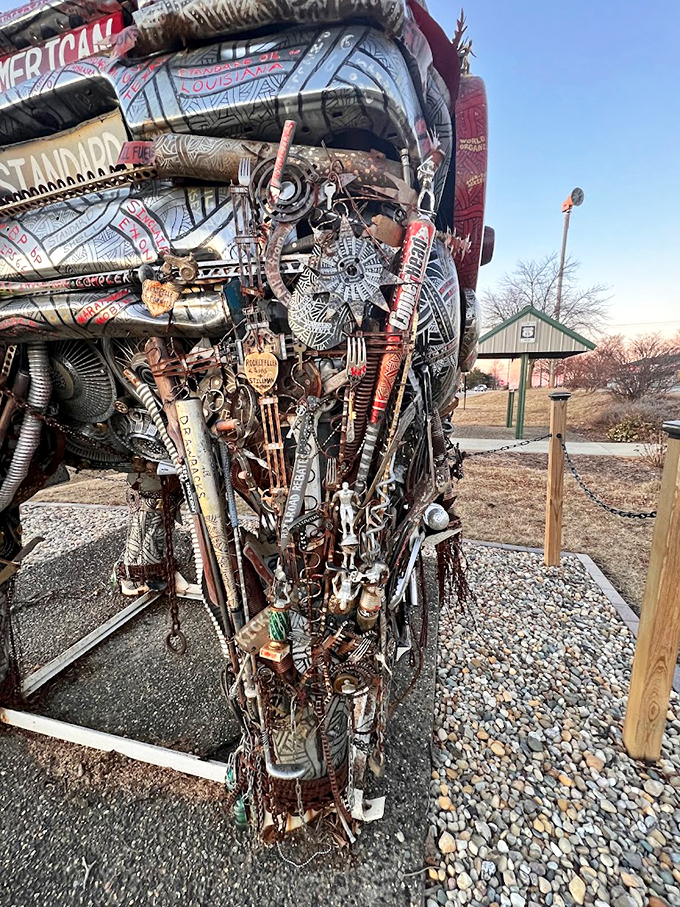 Industrial strength meets artistic vision in these carefully crafted legs, supporting both sculpture and symbolism.