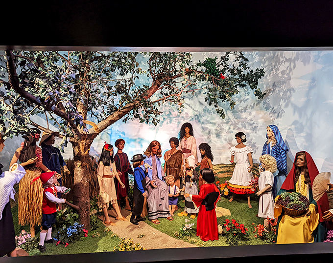 Gather 'round, folks! Jesus shares His wisdom with a diverse crowd, proving that inclusivity was cool long before it became a buzzword.