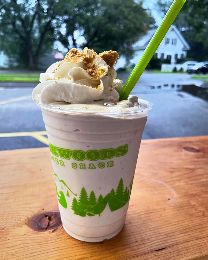 A creamy key lime shake topped with whipped cream and cookie crumbles &ndash; Florida meets Maine in the sweetest possible way. Photo credit: Backwoods Burger Shack