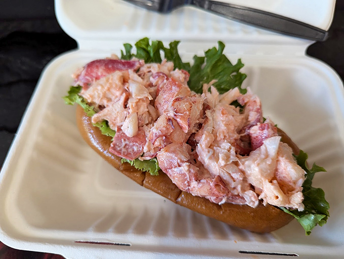 Simple perfection: Fresh Maine lobster, light mayo, crisp lettuce, all nestled in a perfectly toasted roll.