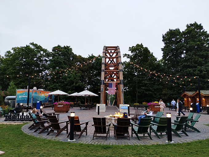 Gather 'round the fire, folks! This cozy spot is perfect for swapping tall tales of bridge crossings and "I thought I saw a Yeti" moments.