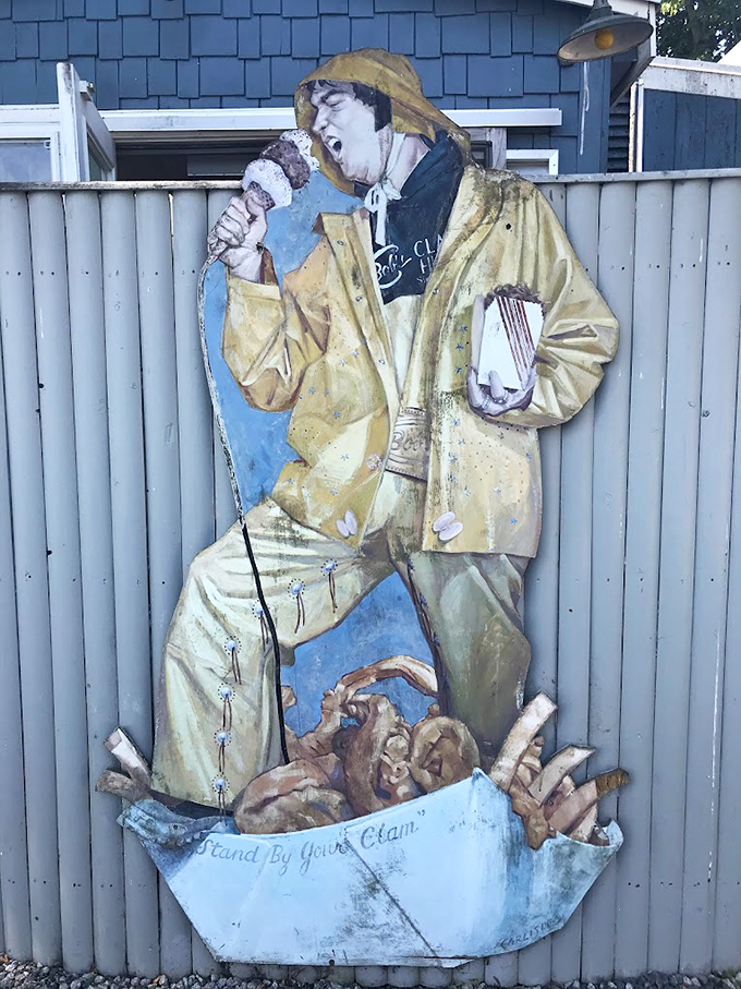 A whimsical tribute to the seafaring spirit, where art meets appetite on Bob's weathered walls.