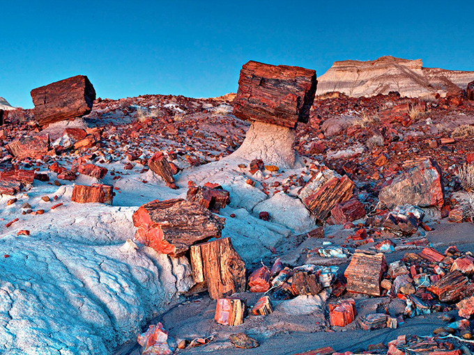 It's a rainbow made of stone! These petrified wood fragments prove that nature was into tie-dye long before the '60s rolled around.