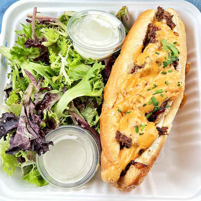 East Coast meets Green Mountain State in this Philly cheesesteak. It's got more layers than a Vermont winter wardrobe, and it's just as comforting.