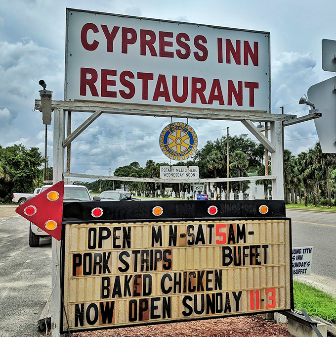 The classic roadside sign promises more than just a meal&mdash;it's an invitation to experience real Florida dining.