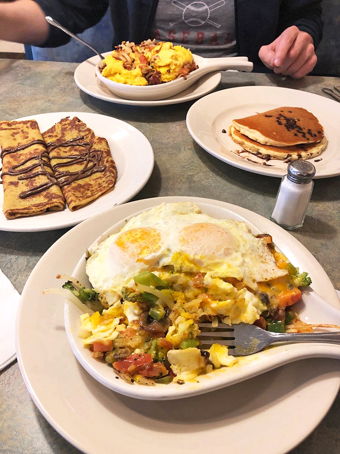 A breakfast skillet that's basically a warm hug in cast iron form, topped with eggs cooked just right.