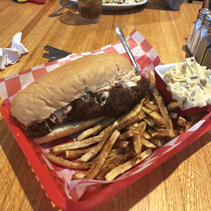 A sandwich that means business, paired with fries that clearly got the same memo about being awesome.