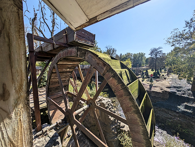 This isn't just a water wheel, folks. It's a time machine powered by the relentless flow of history (and a dash of Midwest ingenuity).