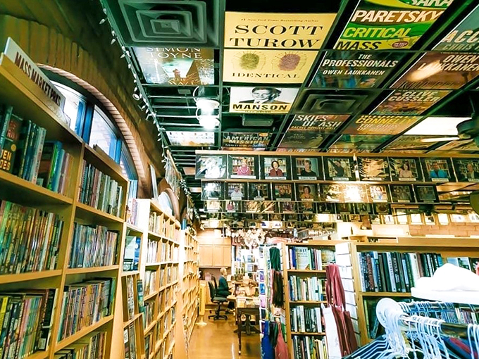 Where the ceiling tells as many stories as the shelves. It's like a literary Where's Waldo for author sightings!