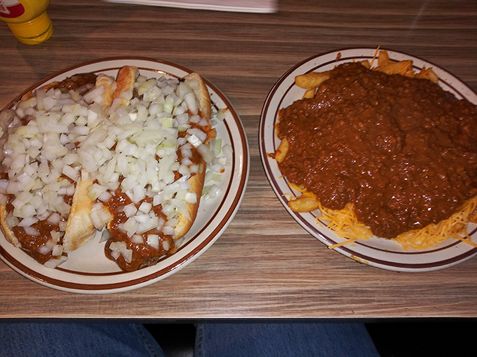 A chili dog that's messier than a toddler's art project, but infinitely more delicious. Napkins are your new best friend! Photo credit: DTWMTX 2011