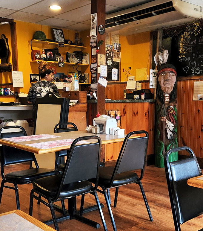 Behind the counter, where the magic happens. It's like watching a delicious ballet, but with less tutus and more bacon.