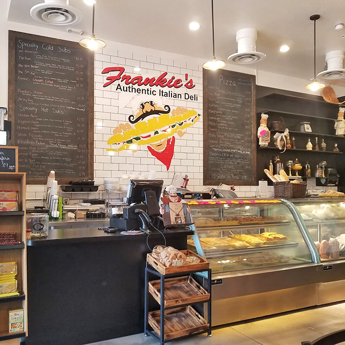 Welcome to sandwich paradise! Frankie's counter is like a treasure chest, but instead of gold, it's packed with Italian delicacies.