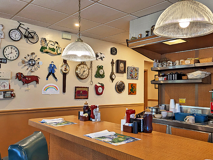 More clocks than a watchmaker's fever dream! This decor is giving me serious "Alice in Wonderland" vibes. Photo credit: David July