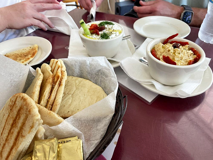 Hummus where the heart is. This spread is so smooth, it could teach a masterclass in Mediterranean charm. Photo credit: Reid S.