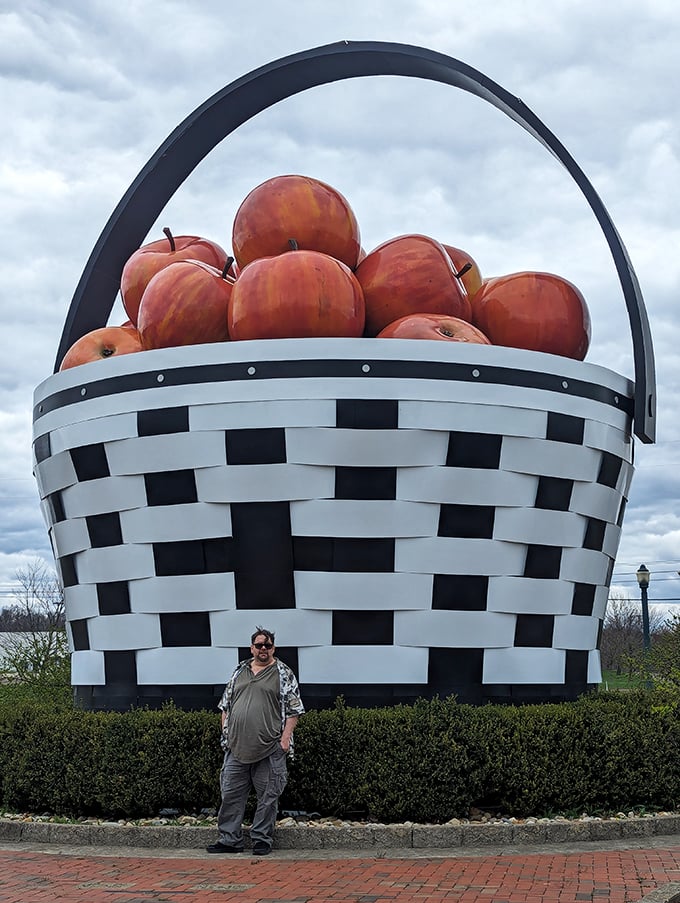 "Honey, I shrunk the tourists!" This basket makes even the tallest visitors look like they've had a run-in with Wayne Szalinski.