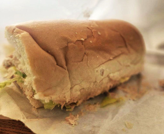 Tuna sub, oh tuna sub, wherefore art thou so delicious? This sandwich is proof that true love exists.