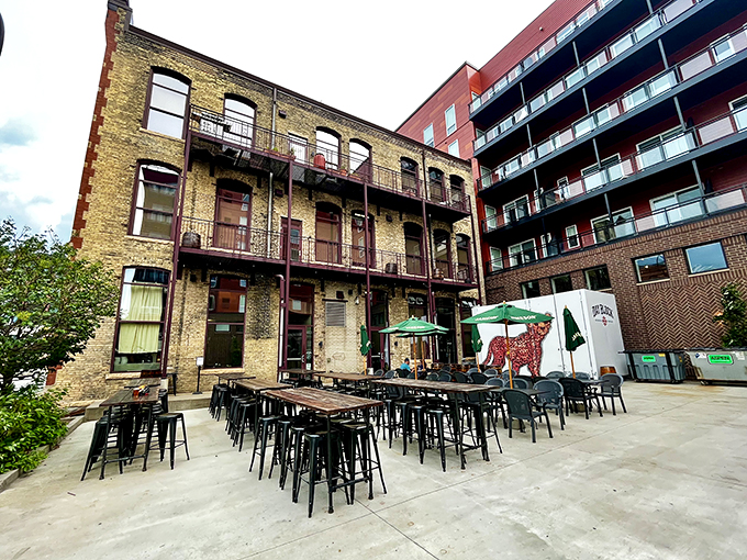 History on tap! Day Block's beautifully preserved facade is a time capsule with a liquor license. Photo credit: Ryo Flying