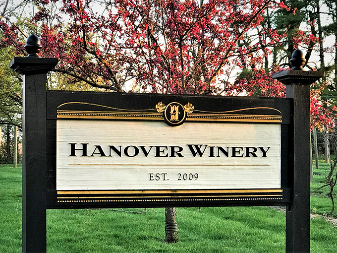 Hanover Winery: Where tradition meets whimsy. That sign isn't just pointing the way &ndash; it's directing you to grape happiness.