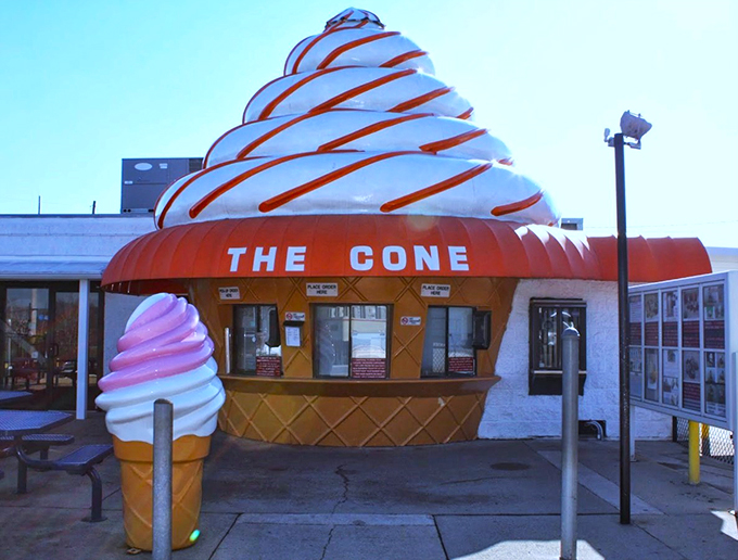 The Leaning Tower of Delicious! This giant cone is serving up scoops of joy and plenty of photo ops.
