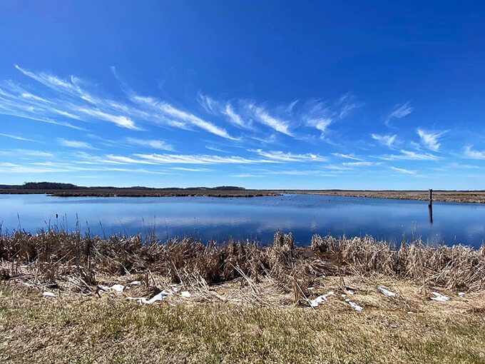 Clouds reflected in still waters create a double dose of sky. Nature's way of saying, "Look twice!"